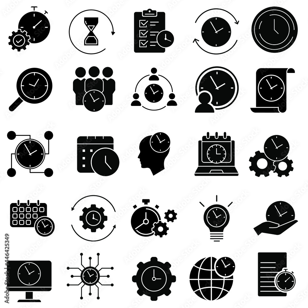 Time management icon vector set. deadline illustration sign collection ...