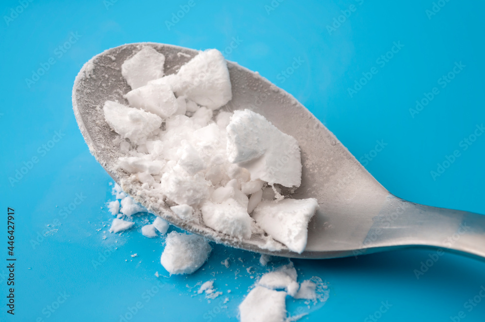 Science, chemistry experiment and temperature lowering chemical concept ...