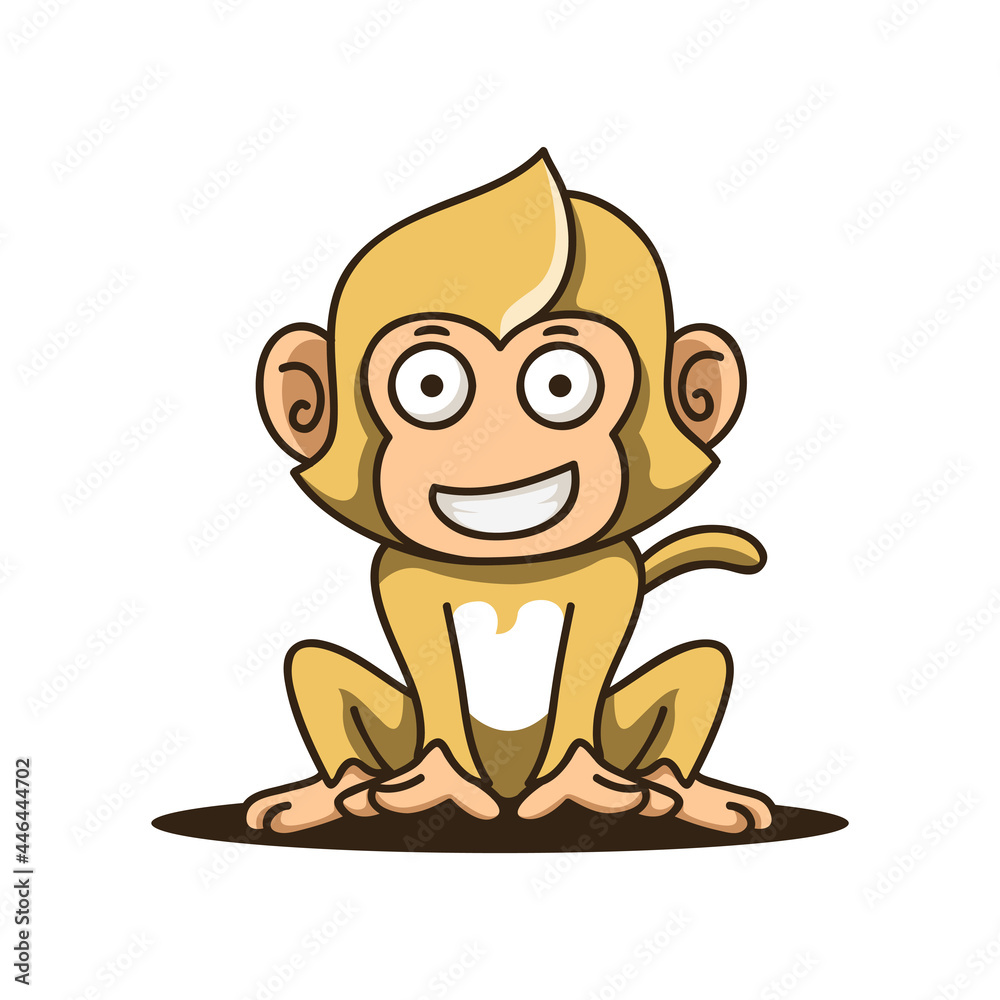 sitting monkey cartoon illustration, monkey character mascot. Stock ...