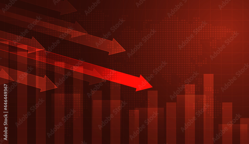 Stock exchange loss red screen. Symbol of recession, falling prices ...