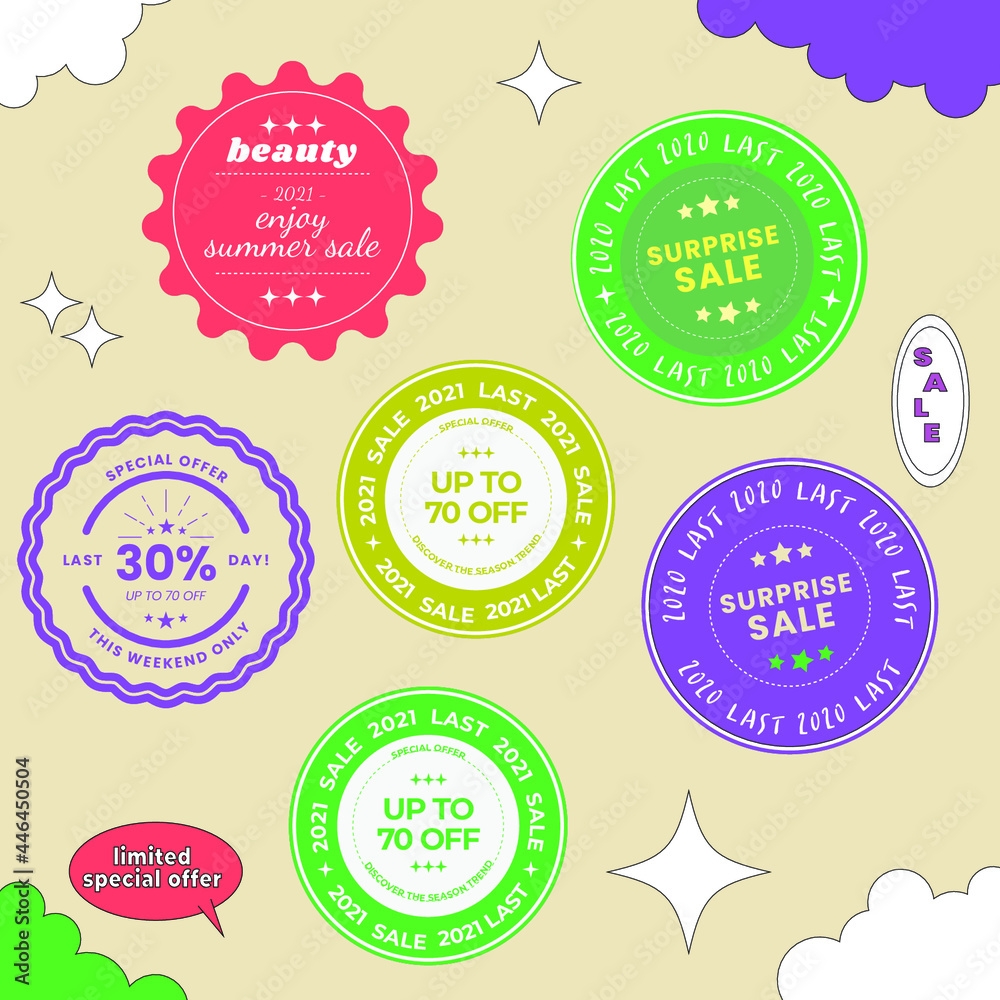 Elements that can be used for graphic emblem, sticker, badge, event ...