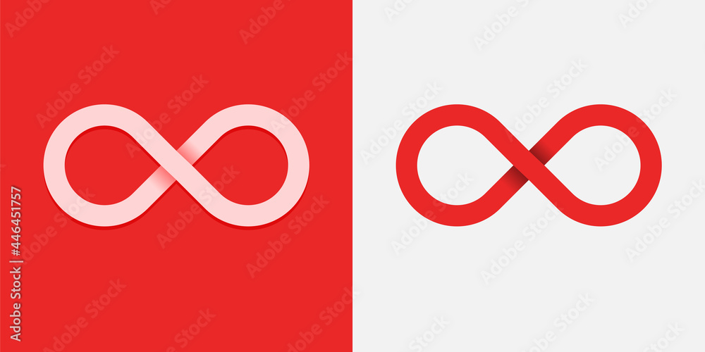Infinity symbol. Red and white symbols of infinity. Vector illustration ...