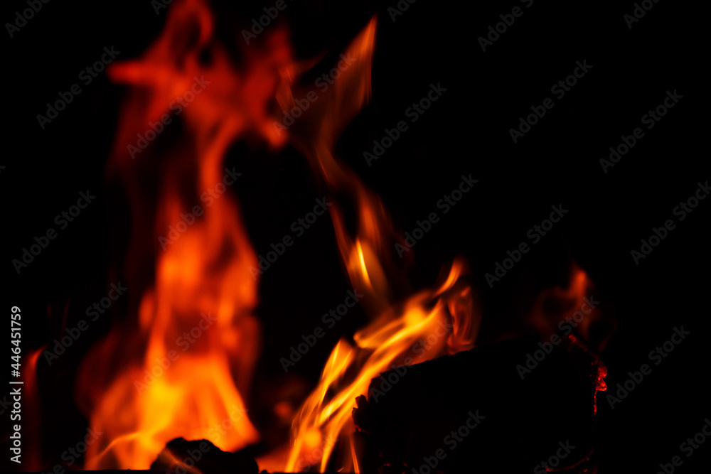 Natural flames on a radical black background. Ready for use with Adobe ...