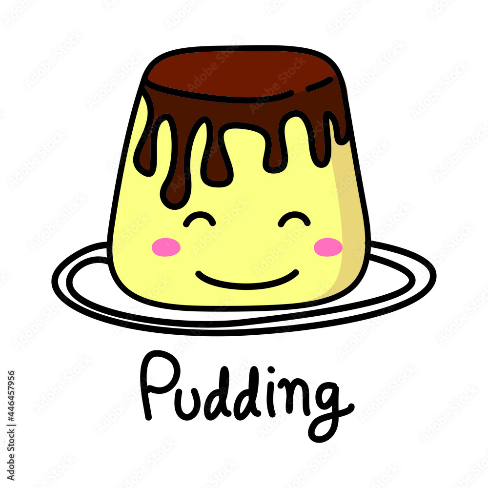 Cute pudding mascot character. cartoon vector isolated on a white ...
