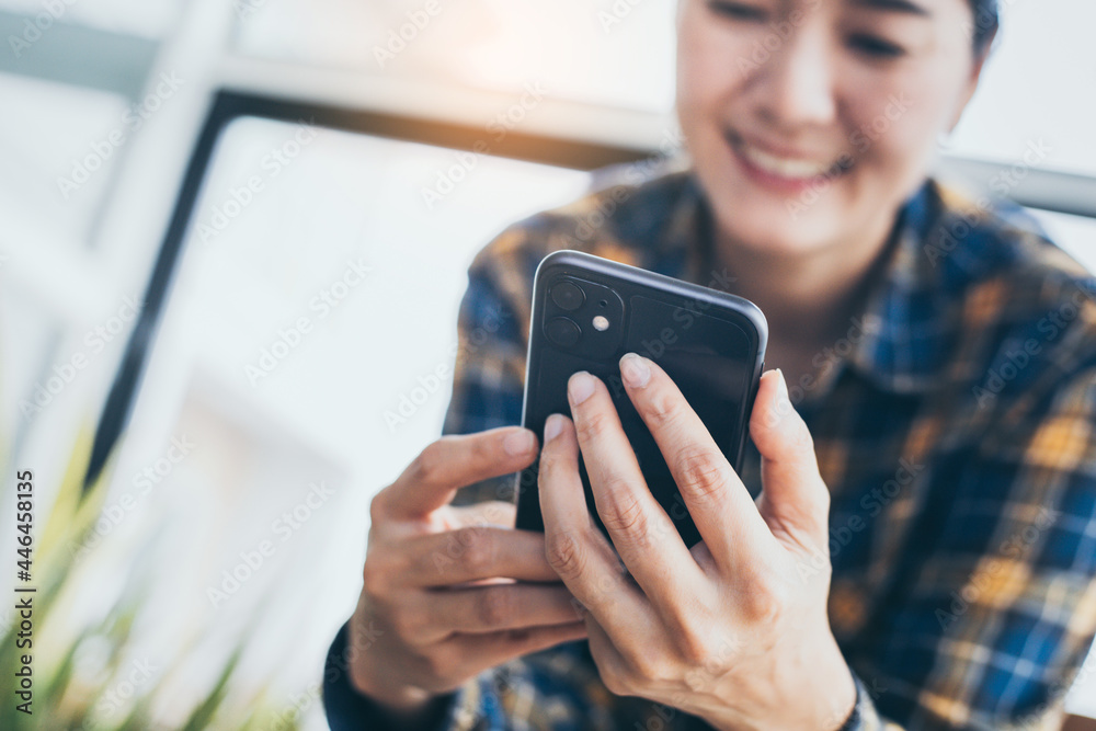 using cell phone hand holding mobile texting message contact us ...