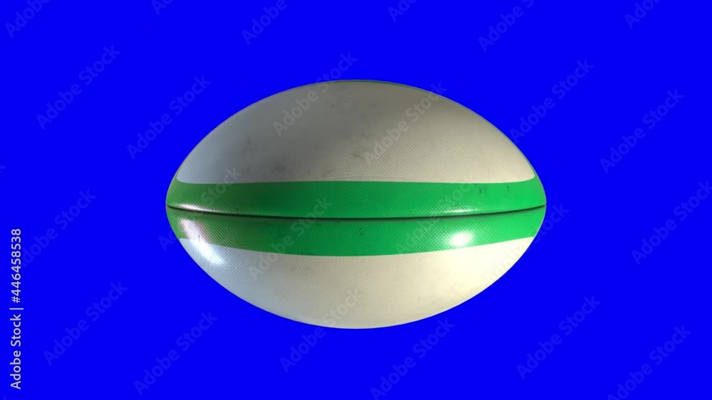 Realistic 3D ruby ball with green lines in a constant spin. Standard ...