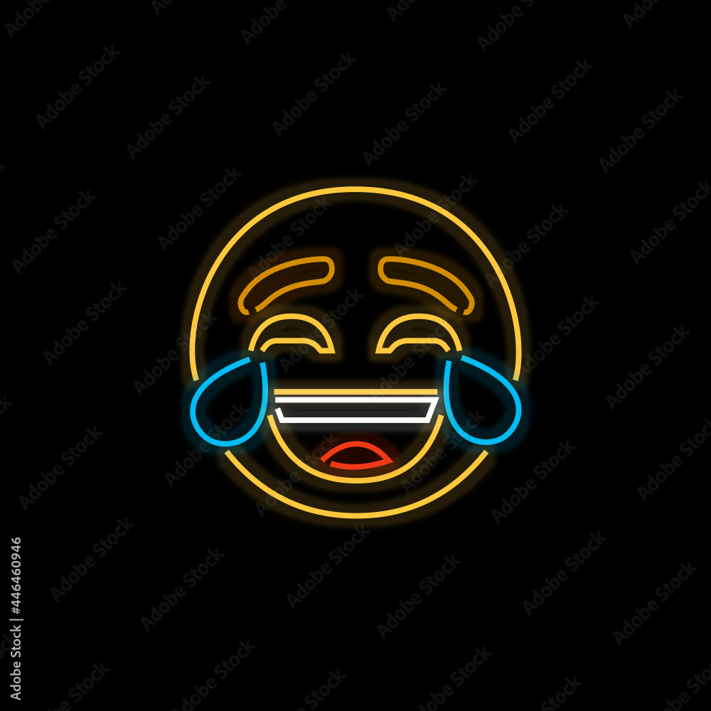 Crying laughing Face With Tears Of Joy emoji glowing neon sign vector ...