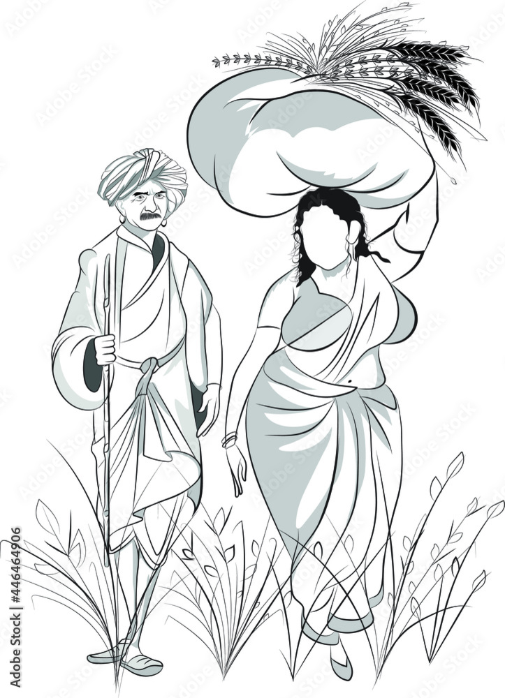 Indian Farmer Sketch Indian Farmer Sketch