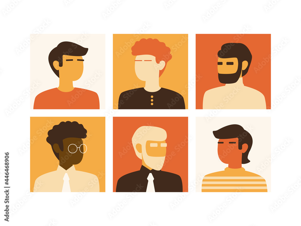 Set of user avatar. People avatar profile icons. Male faces. Men ...