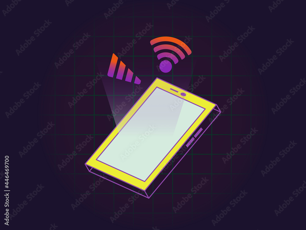 Network themed vector image, illustrated with signal bar icon and wifi ...