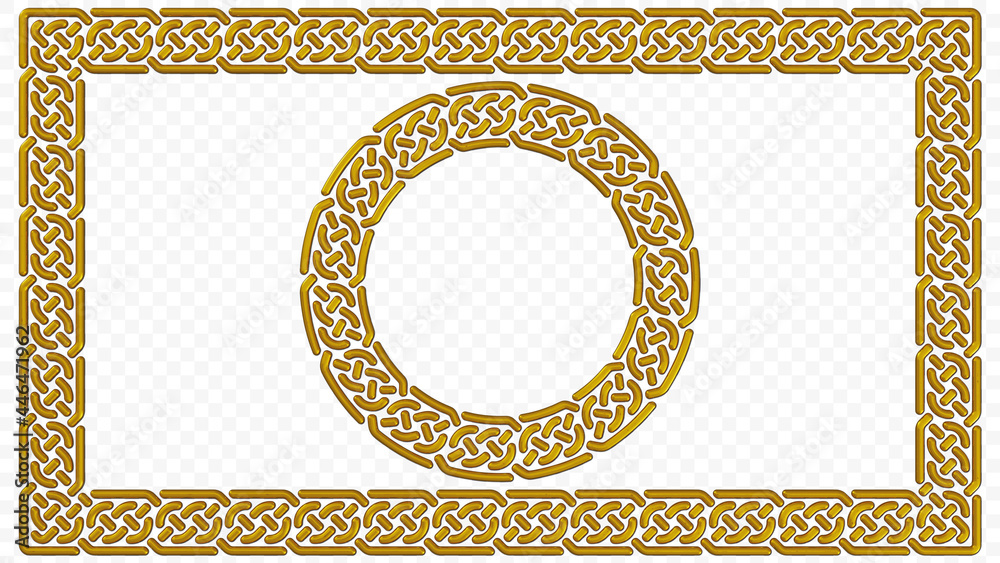 Shiny golden celtic frame - High resolution 3d render with transparent ...