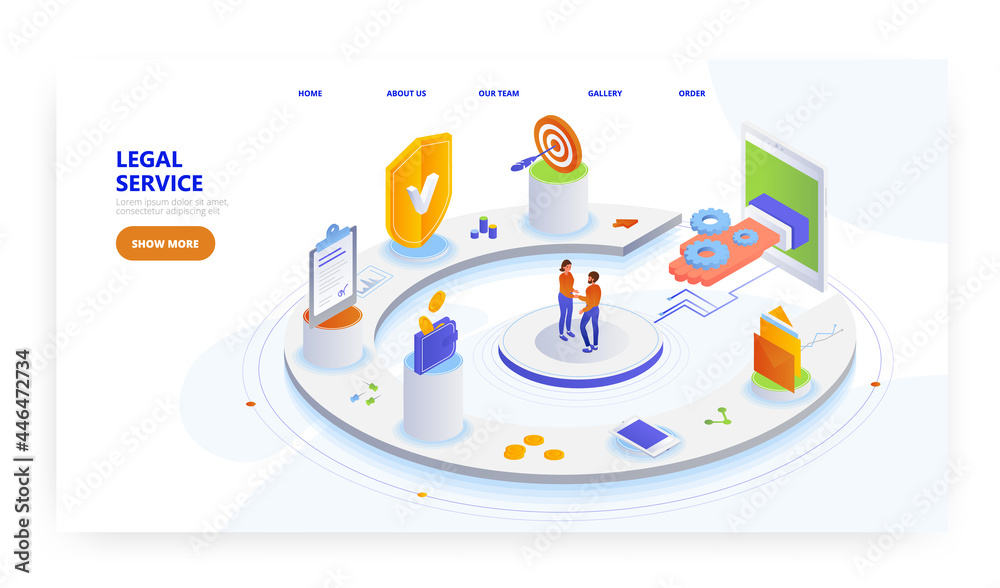 Legal service, landing page design, website banner vector template ...
