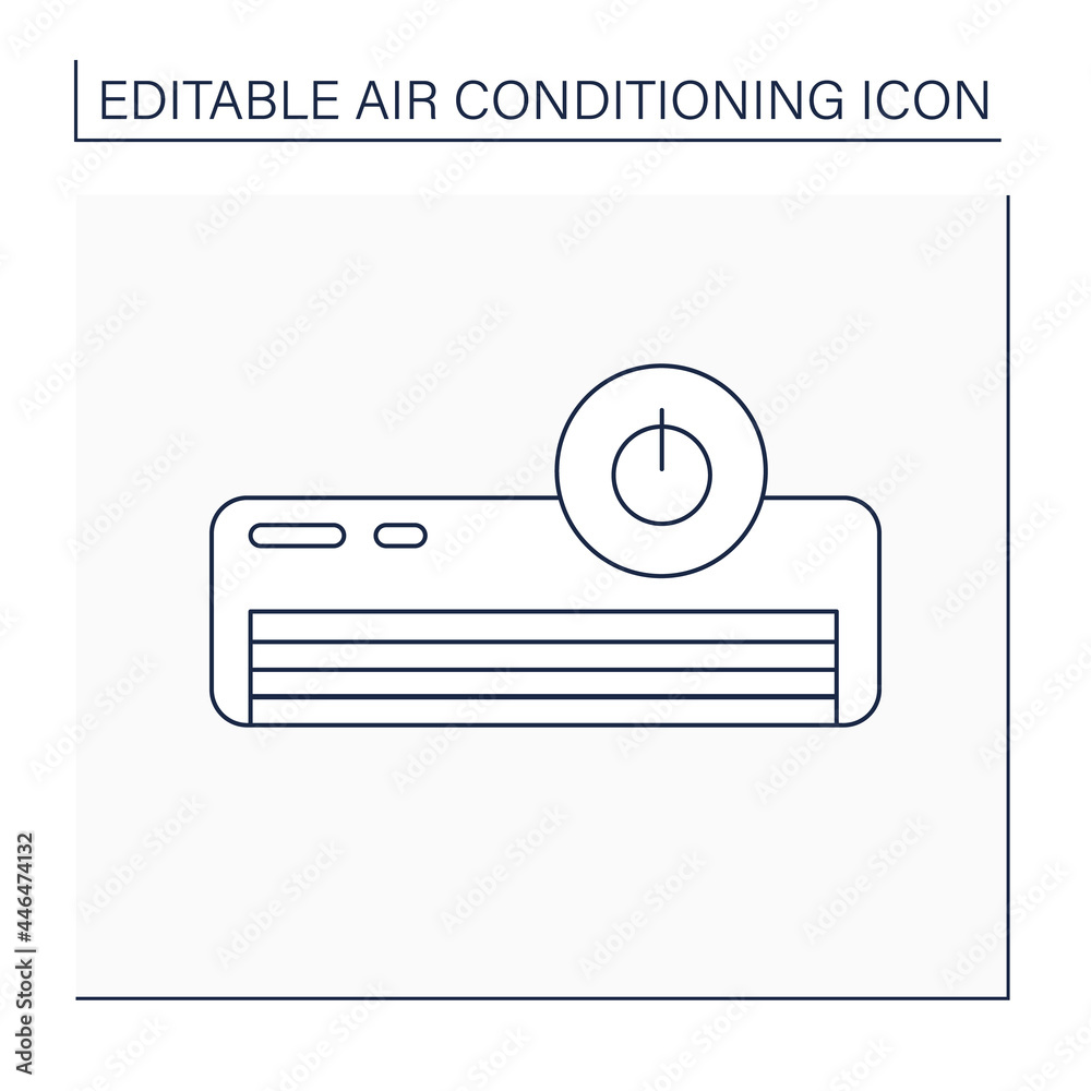 Off mode line icon. Switch off air conditioner. Sleep mode. Air ...
