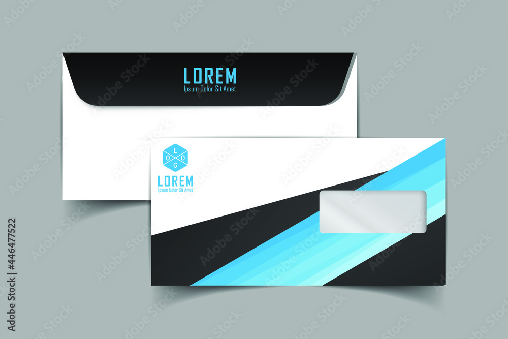 DL Envelopes design front and back view for office document or message ...