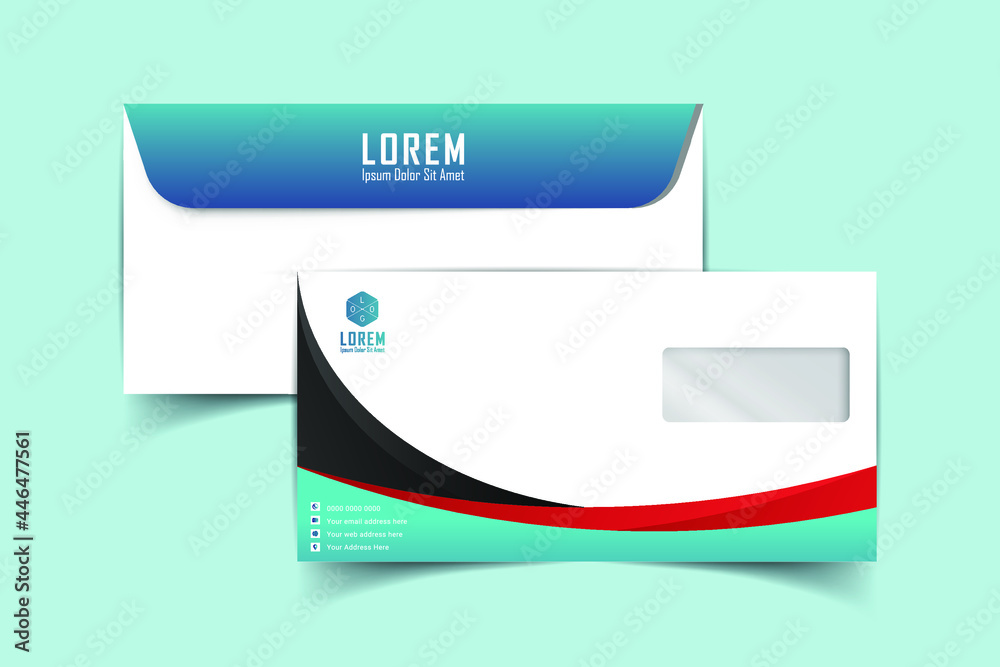 DL Envelopes design front and back view for office document or message ...
