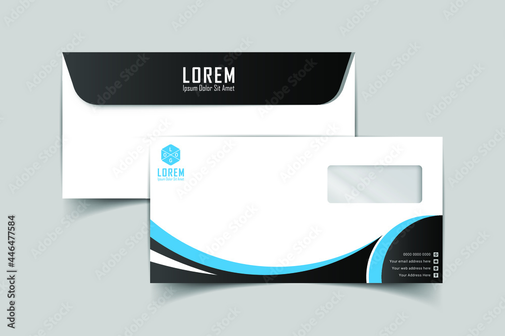 DL Envelopes design front and back view for office document or message ...