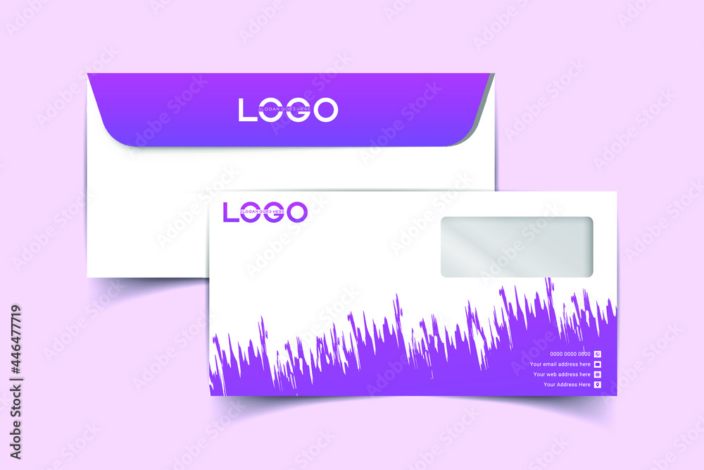 Realistic envelope. DL blank stationery mockup, open closed front and ...