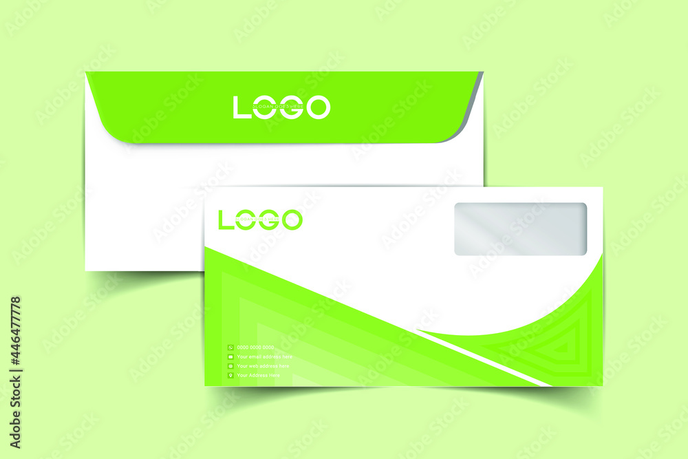 Realistic envelope. DL blank stationery mockup, open closed front and ...