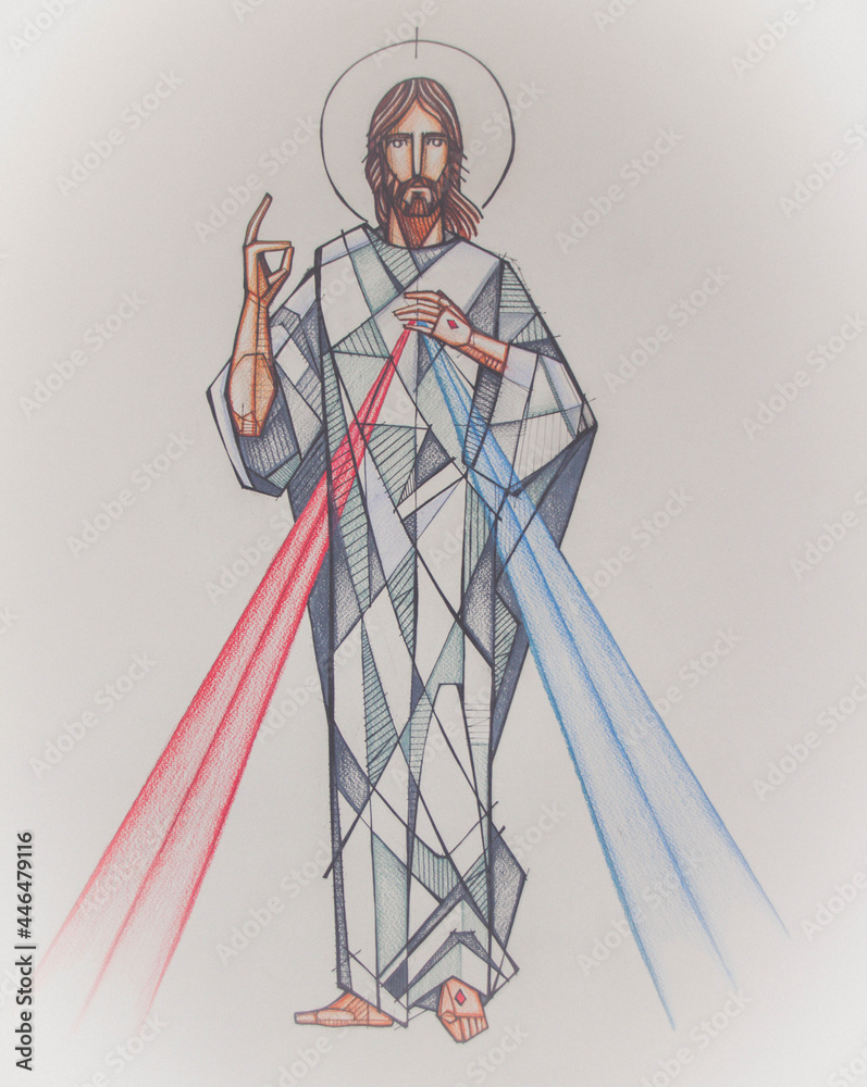 Jesus Christ of the divine Mercy Stock Illustration | Adobe Stock
