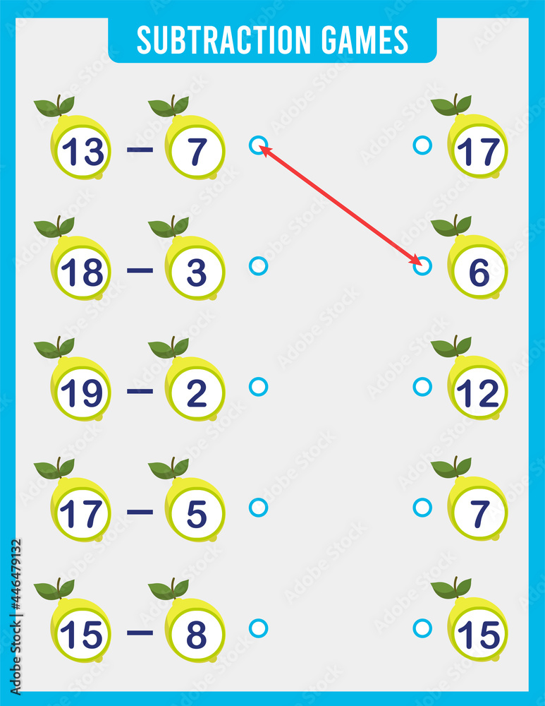 Educational page for young children on addition and subtraction ...