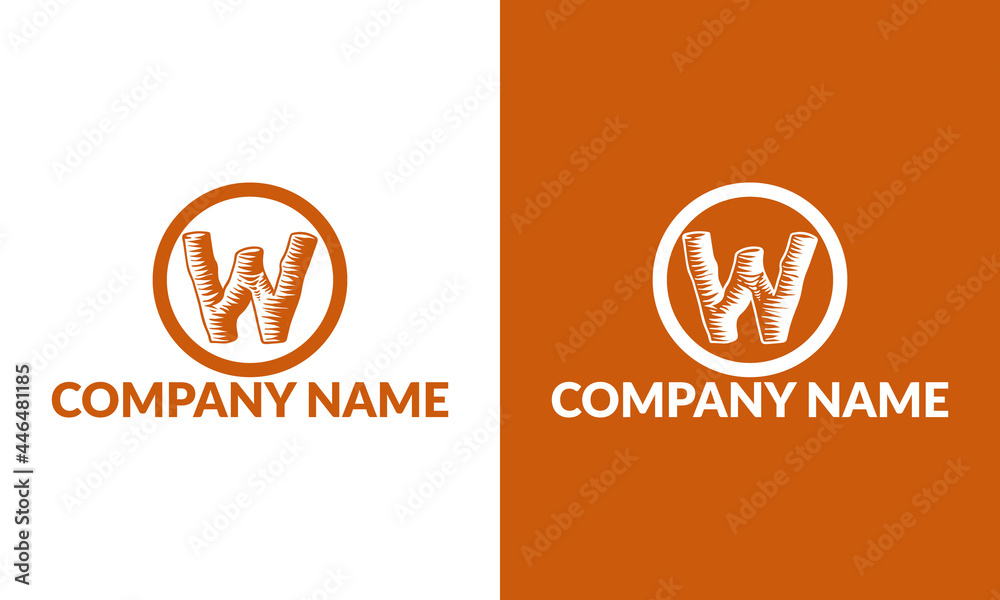 Abstract W letter logo with wood veins logo vector icon illustration ...