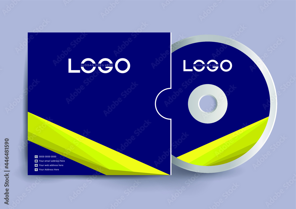 Cd case label and cd disc label design template, cd case isolated ...