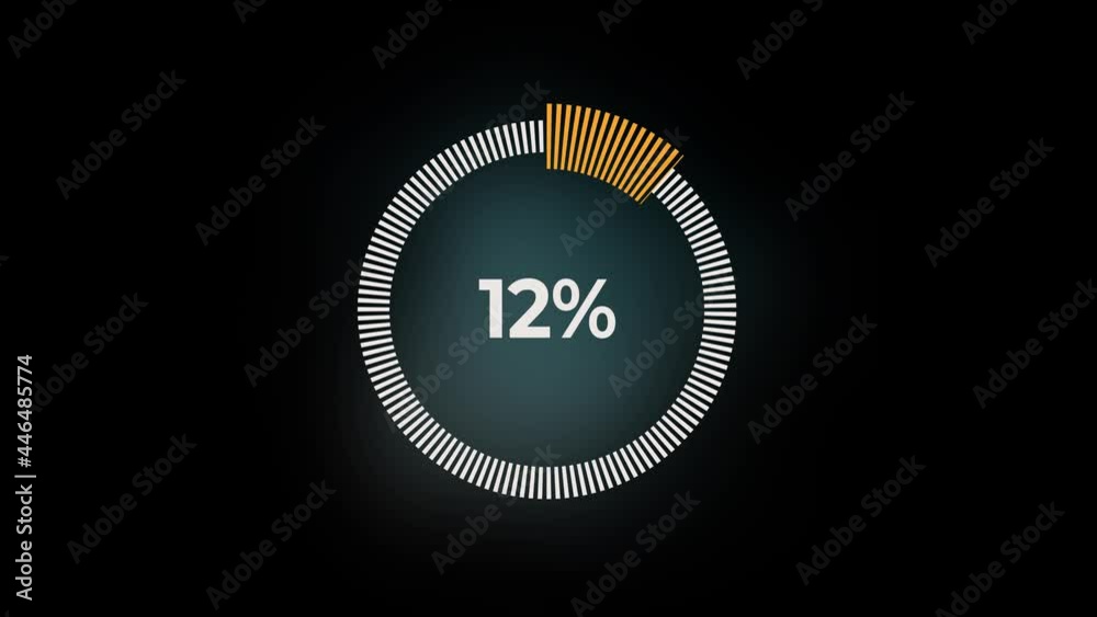 Animation yellow loading bar with Alpha channel. 0-75 percent. Loading ...