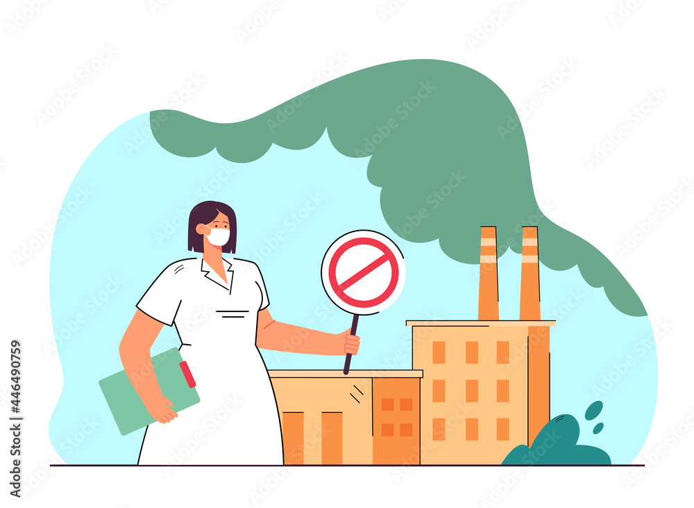 Harm to human health from environmental pollution. Flat vector ...