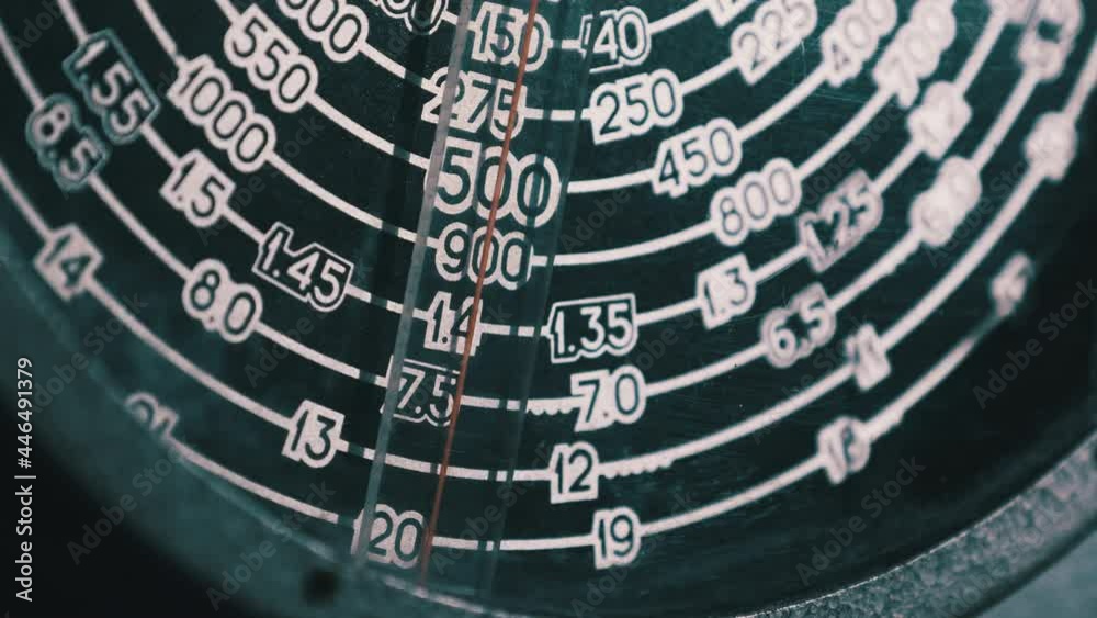 Vintage analog radio dial from a wartime submarine, searching for AM ...