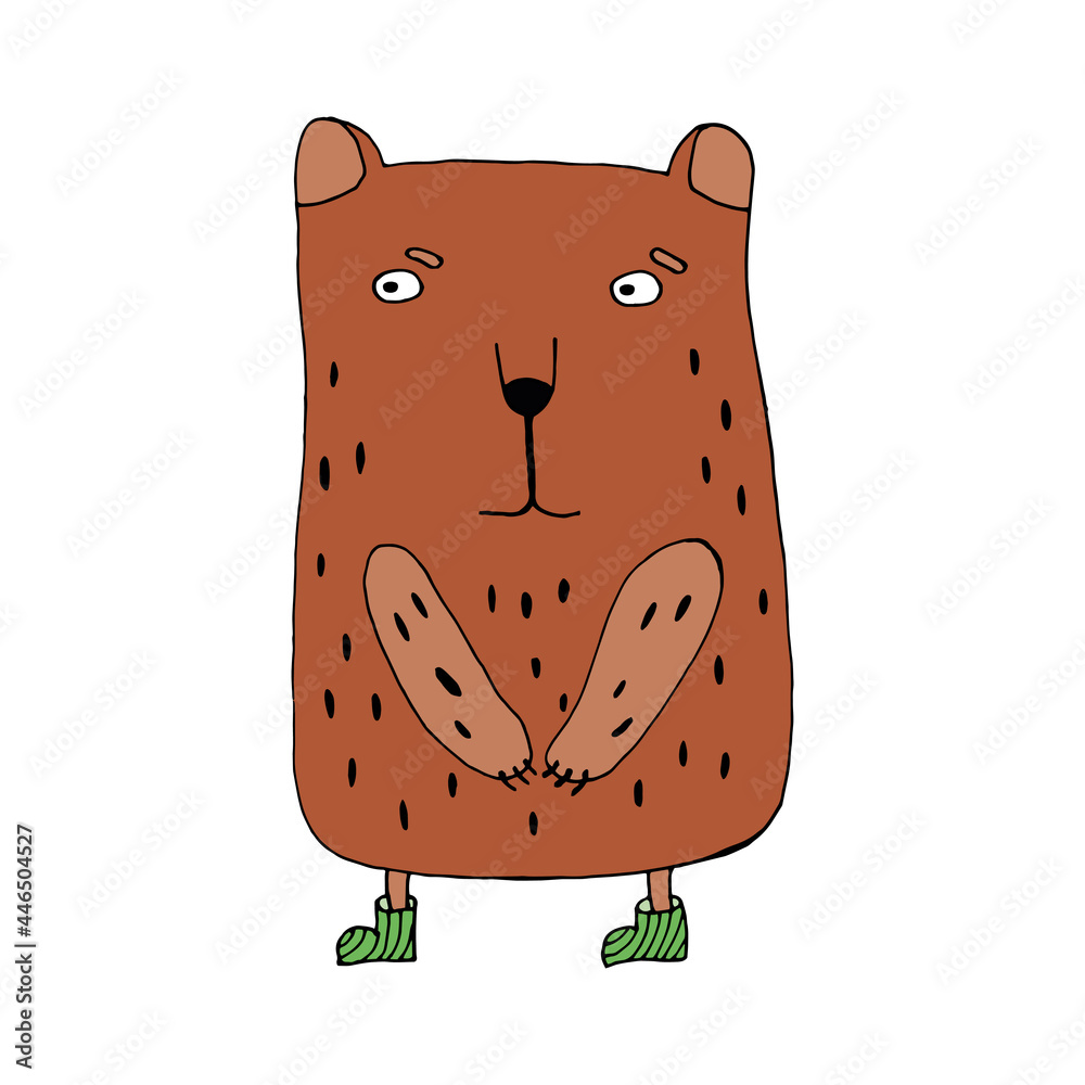 funny bear. Vector illustration. Isolated. Coloring pages for adults ...