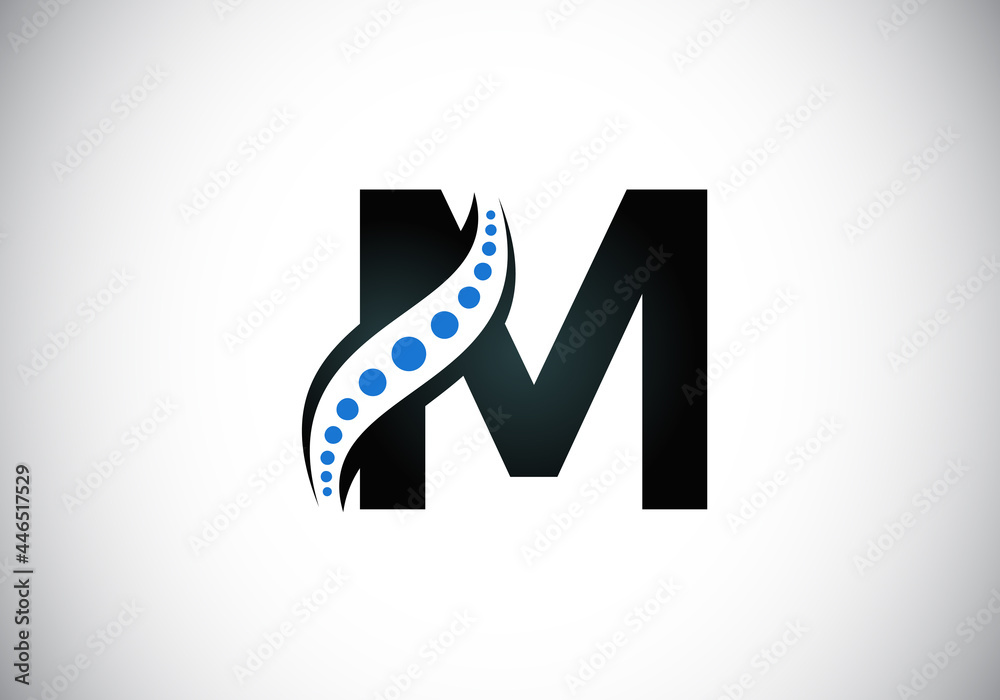 Initial M monogram letter alphabet with chiropractic spine logo. Spinal ...