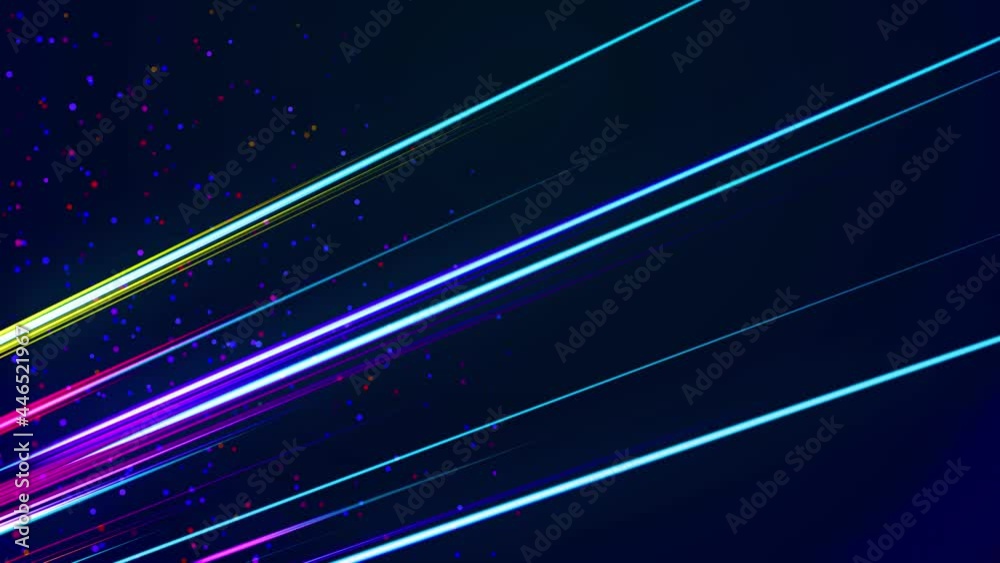 Light streaks or multicolor light trails. Flow of lines form wall. 3d ...