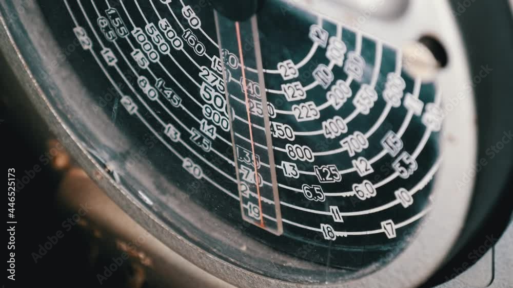 Vintage analog radio dial from a wartime submarine, searching for AM ...