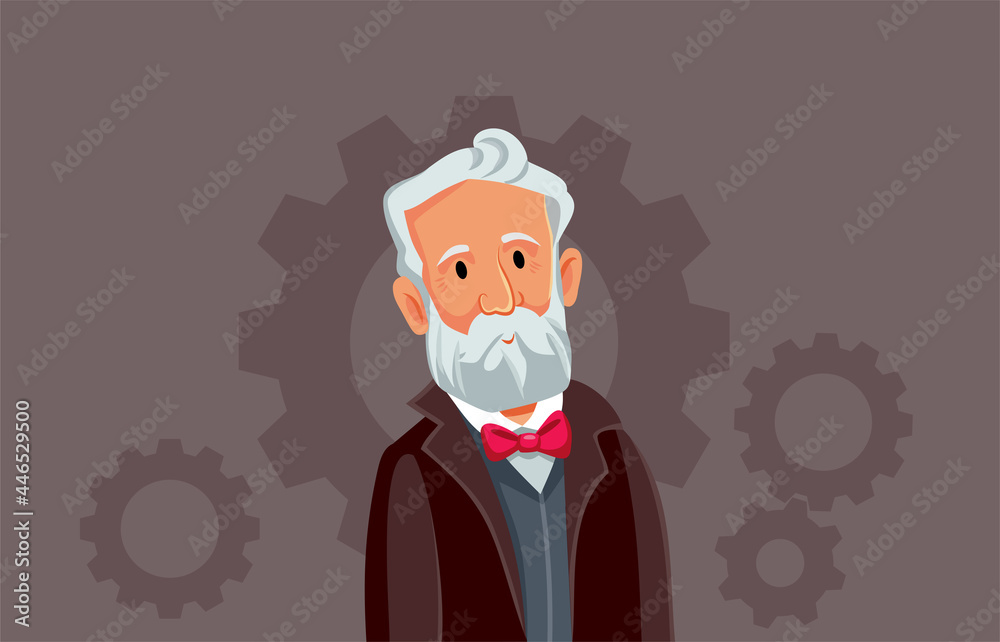 Jules Verne Vector Cartoon Illustration Stock Vector | Adobe Stock