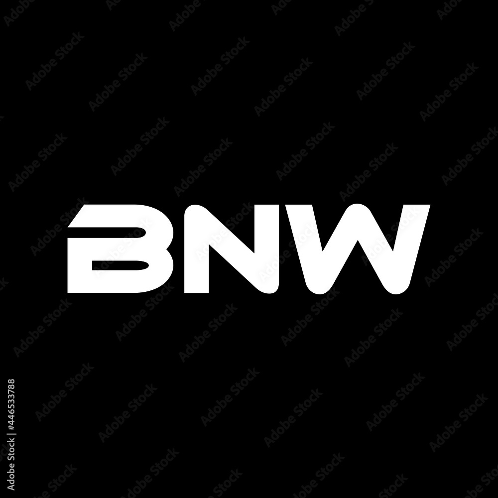 BNW letter logo design with black background in illustrator, vector ...