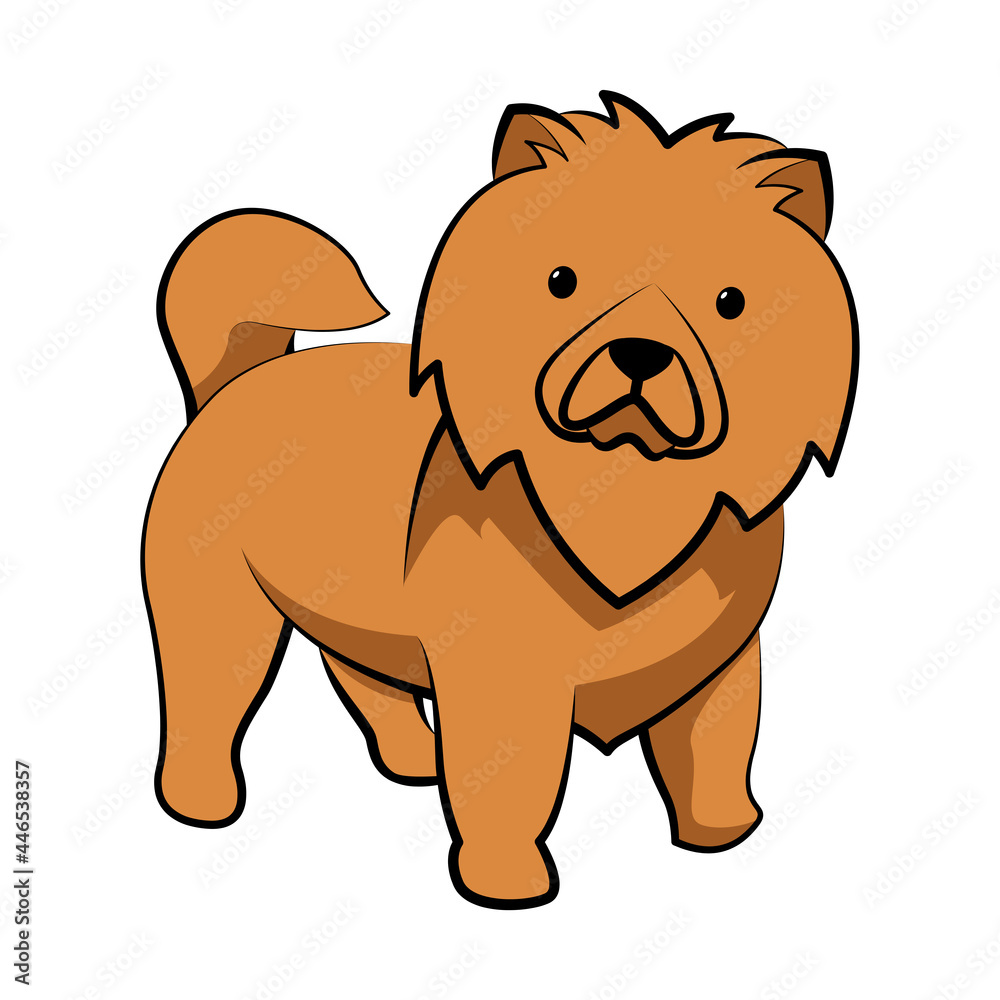 chow chow dog cute cartoon flat design Stock Vector | Adobe Stock