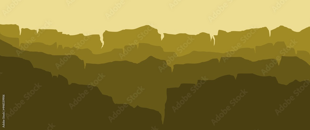 Silhouette of ravine. Ravine silhouette vector illustration. 3440 x ...