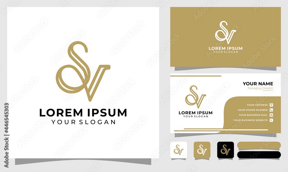 SV sv letter design logo logotype icon concept with serif font and ...