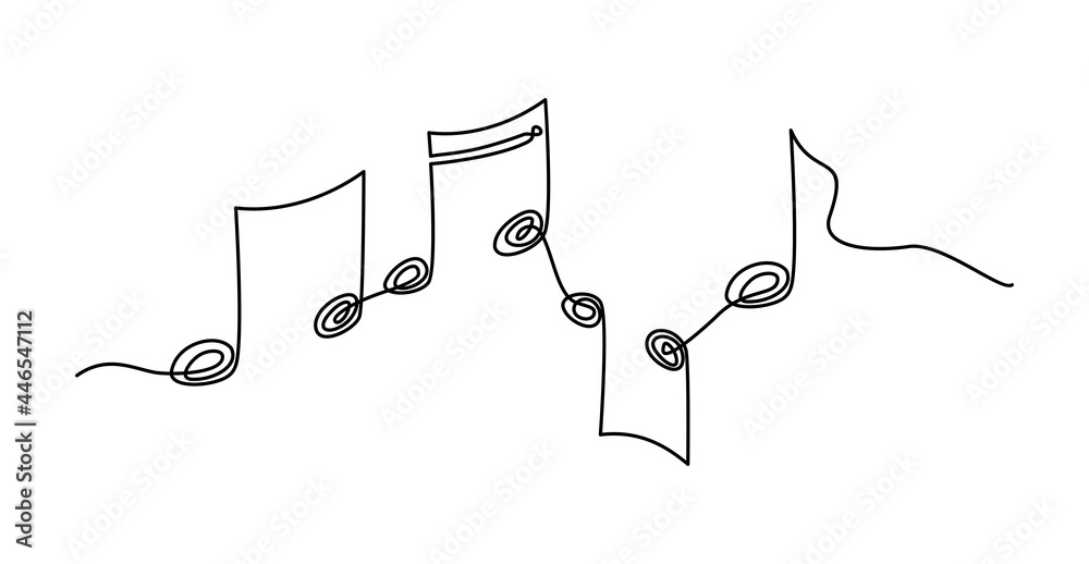 Continuous line of hand drawn music notes, vector illustration Stock ...