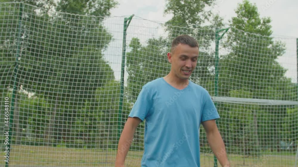 Handsome soccer player expressing disappointment, dissatisfaction by ...