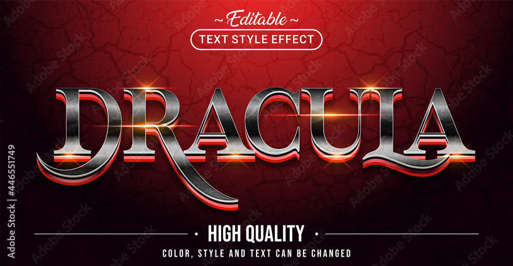 Editable text style effect - Dracula text style theme. Stock Vector ...