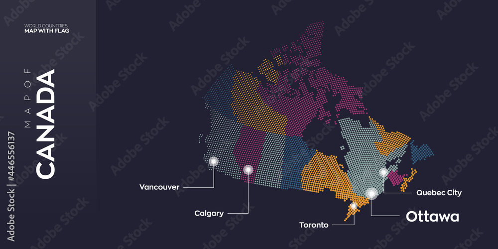 Canada map with States info graphic. Abstract vector map of Canada with ...