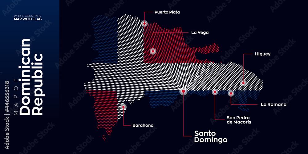 Dominican Republic map with flag info graphic. Abstract vector map of ...
