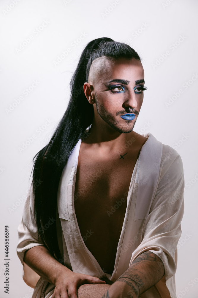 Stylish transgender woman posing at studio Stock Photo | Adobe Stock