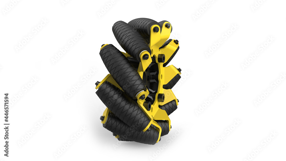 Mecanum wheel, yellow body, and rubber moving parts. Mecanum wheel ...