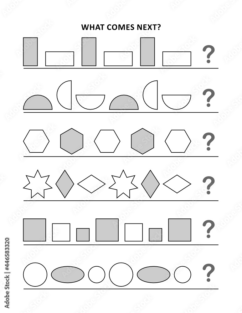 What comes next? Circle or draw the shape to continue the row ...