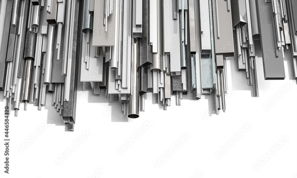 metal profiles of different shapes on a white background. Stock Photo ...