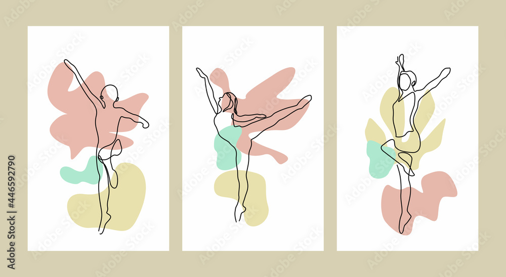 Continuous line drawing of ballerina wall art. ballet poster, wallpaper ...