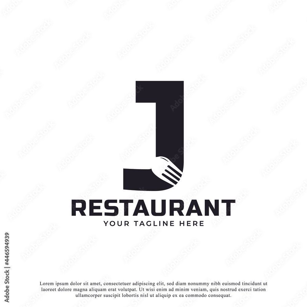 Restaurant Logo. Initial Letter J with Spoon Fork for Restaurant Logo ...