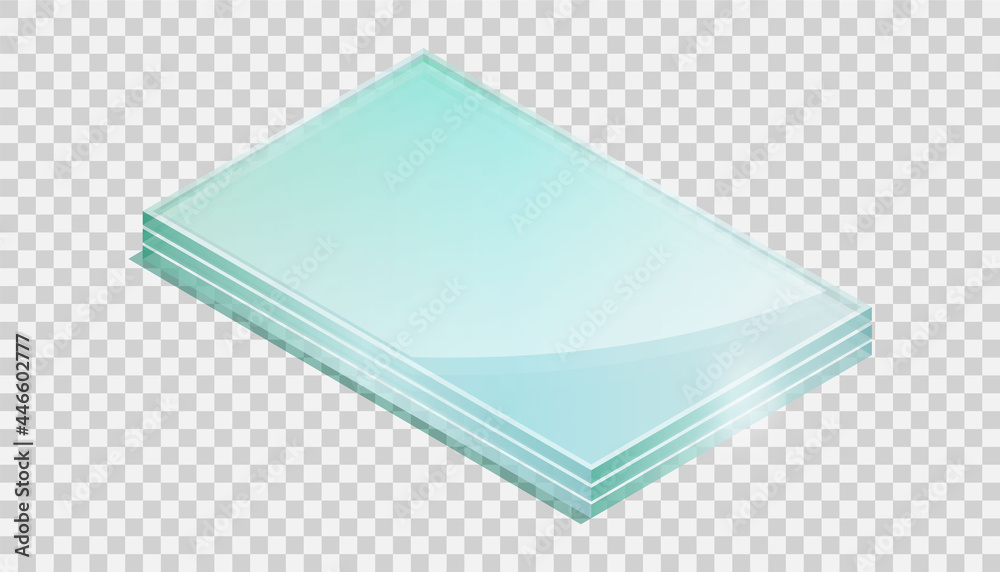Vector illustration sheets of tempered glass isolated on transparent ...